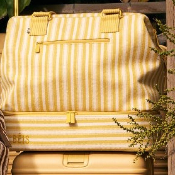 BEIS | Bags | Nwt Beis Mini Weekender In Honey Stripe | Poshmark